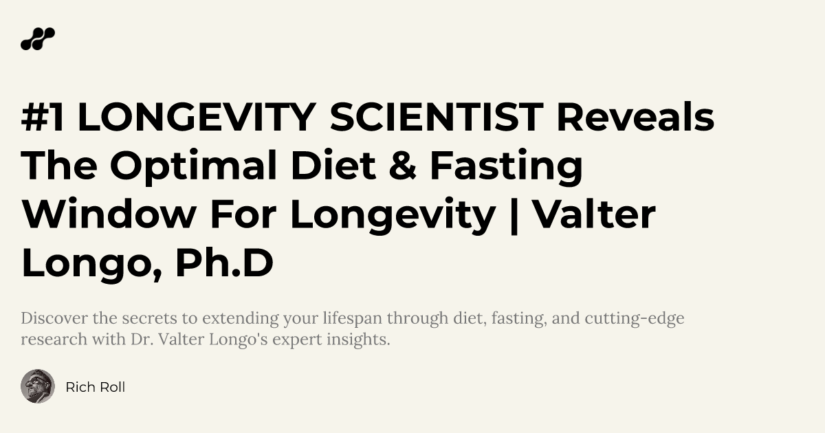 #1 LONGEVITY SCIENTIST Reveals The Optimal Diet & Fasting Window For ...