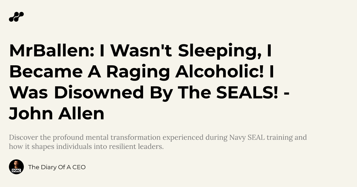 MrBallen: I Wasn't Sleeping, I Became A Raging Alcoholic! I Was ...