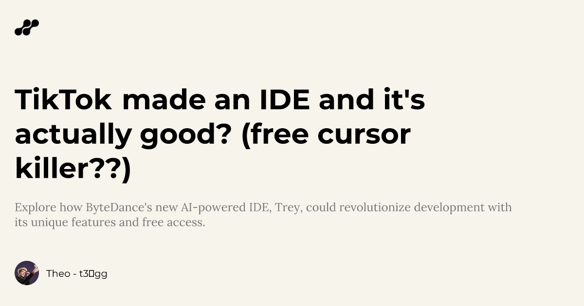 TikTok made an IDE and it's actually good? (free cursor killer??) | Verved